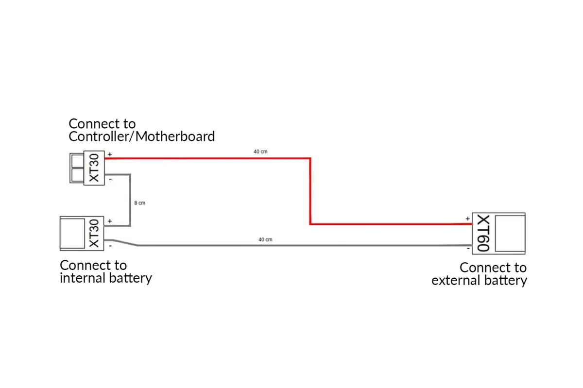 Serial connection cable for external battery (stronger/faster ...